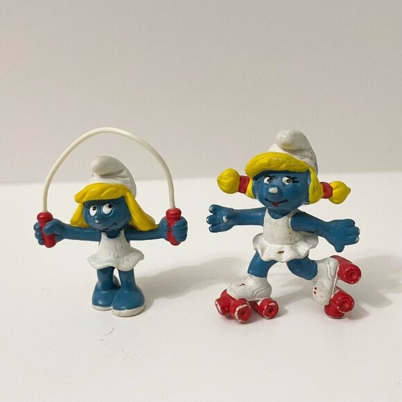 Toys | Vintage Smurfs Smurfette Jumping Rope Rollerskates Peyo Schleich ...
